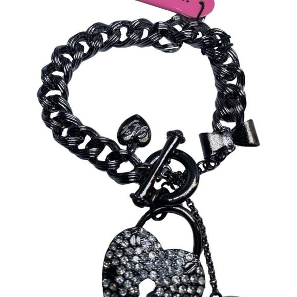 Betsey Johnson | Jewelry | Betsey Johnson Icy Crystal Heart Lock And ...